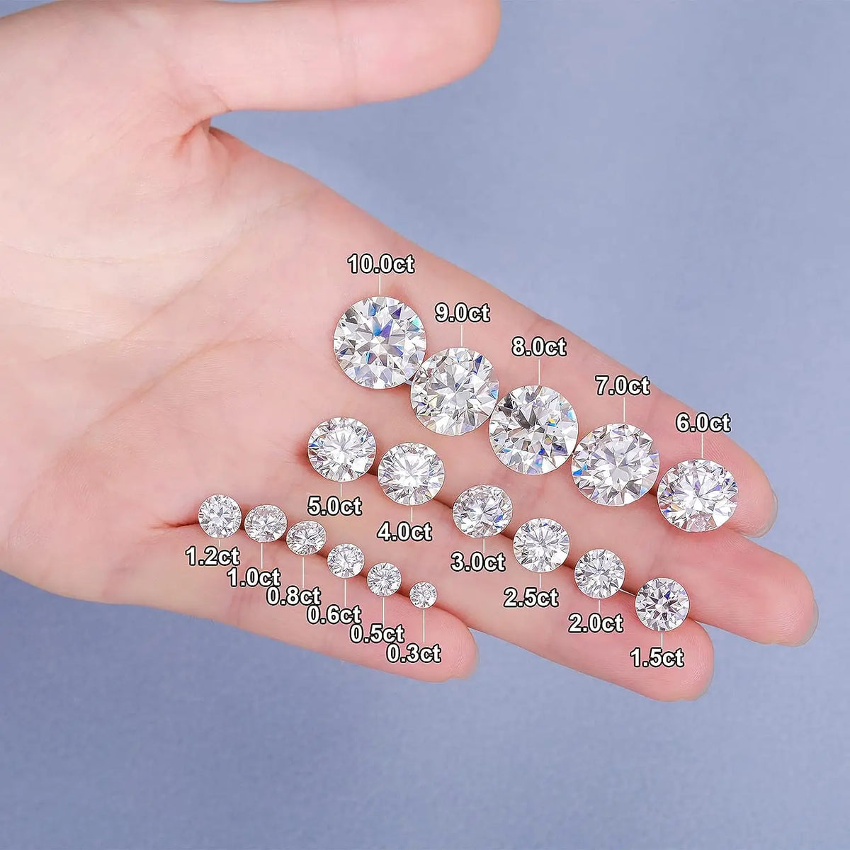 100% Real Moissanite Stone with Certificate D Color 0.5 carat to 10 ca ...